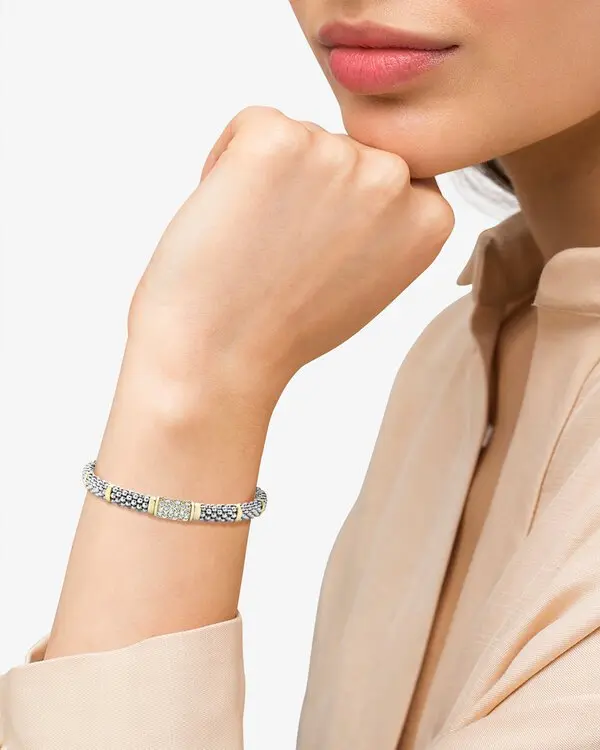 Lagos Signature Caviar Diamond Bracelet - Silver