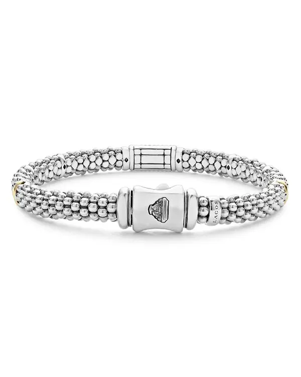 Lagos Signature Caviar Diamond Bracelet - Silver