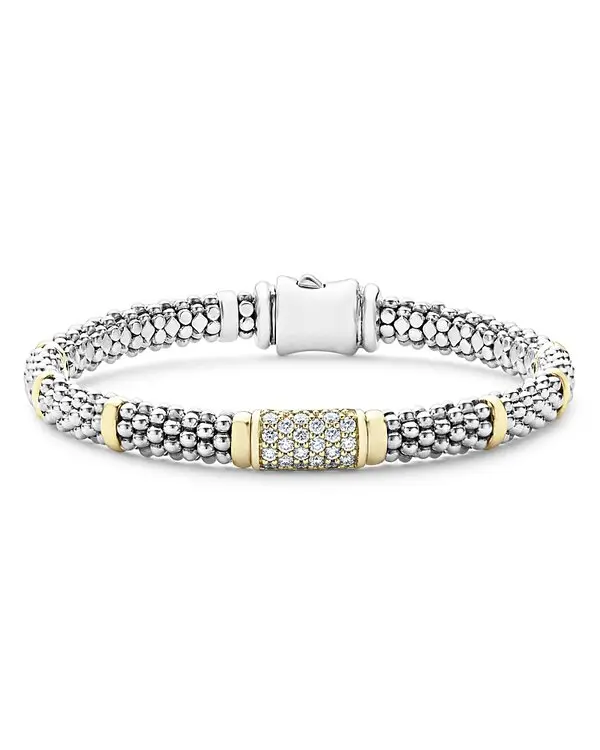 Lagos Sterling And 18k Gold Diamond Bracelet - Silver