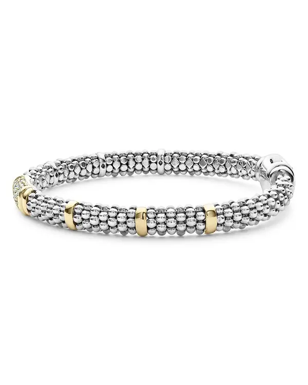 Lagos Sterling And 18k Gold Diamond Bracelet - Silver