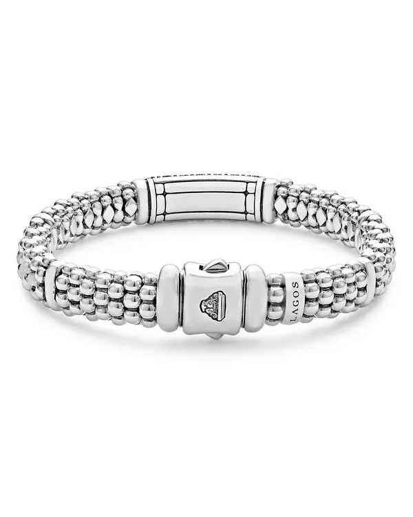Lagos Sterling Signature Caviar Pave Diamond Bracelet