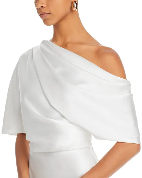 Amsale Draped Pencil Midi Dress - Ivory