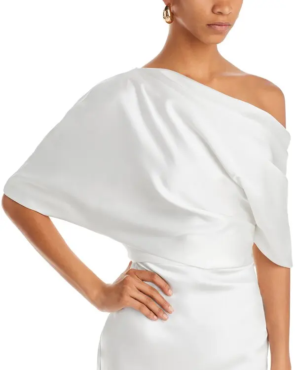 Amsale Draped Pencil Midi Dress - Ivory