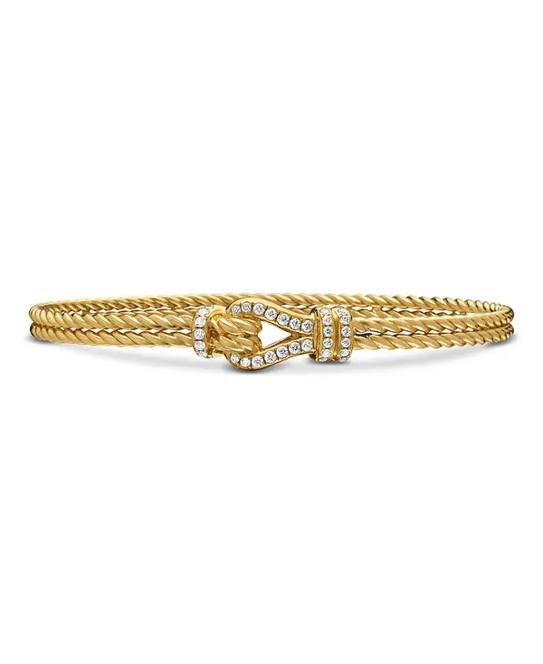 David Yurman 18k Yellow Thoroughbred Loop Bracelet With Diamonds - Gold