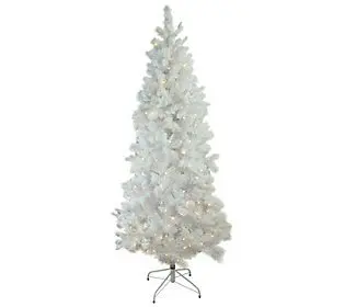 NORTHLIGHT 9' Prelit Slim Flocked White Pine Ch Istmas Tree - One-color