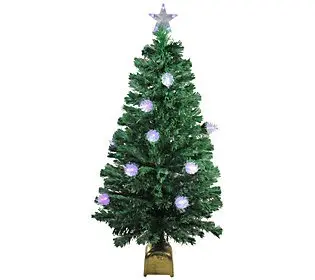NORTHLIGHT 4' Pre-lit Fiber Optic Pine Cone Chr Stmas Tree - One-color