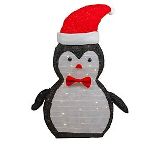 NORTHLIGHT 28' Led Lit Tinsel Penguin In Santa At Outdoor - One-color