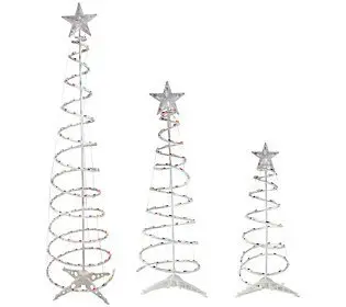 NORTHLIGHT Norhtlight S/3 Lighted Multi-color Spiral Christmas Trees - One-color