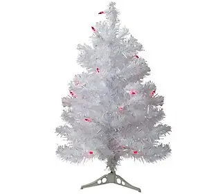 NORTHLIGHT 2' Prelit White Pine Slim Christmas Ree