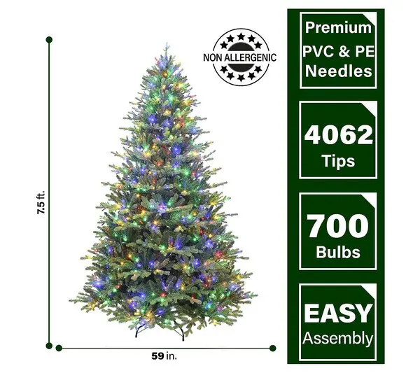 FRASER HILL FARM 7.5' Oregon Pine Christmas Tre E With Multi