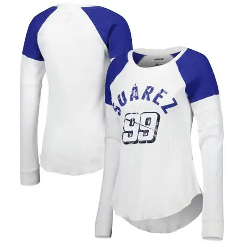 G-III 4HER BY CARL BANKS Daniel Suarez Action Tri-blend Thermal Raglan Long Sleeve T-shirt - White