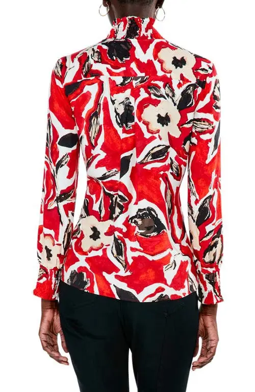 NIC+ZOE Petal Pop Print Smocked Blouse