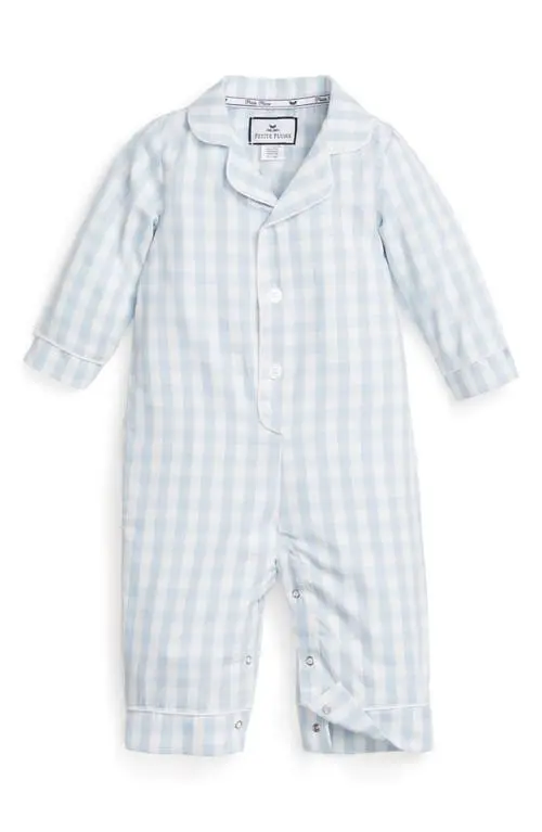 PETITE PLUME Gingham One-piece Pajamas - Blue