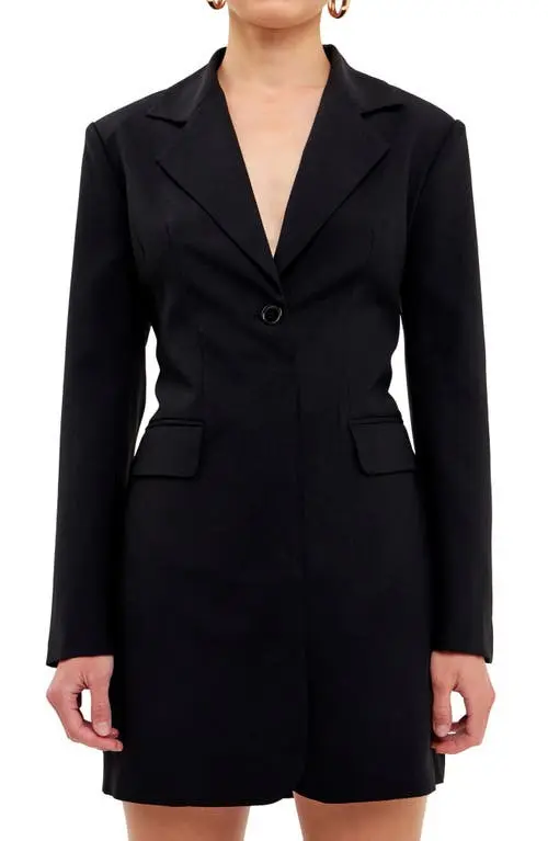 Endless Rose Strappy Back Blazer Dress - Black