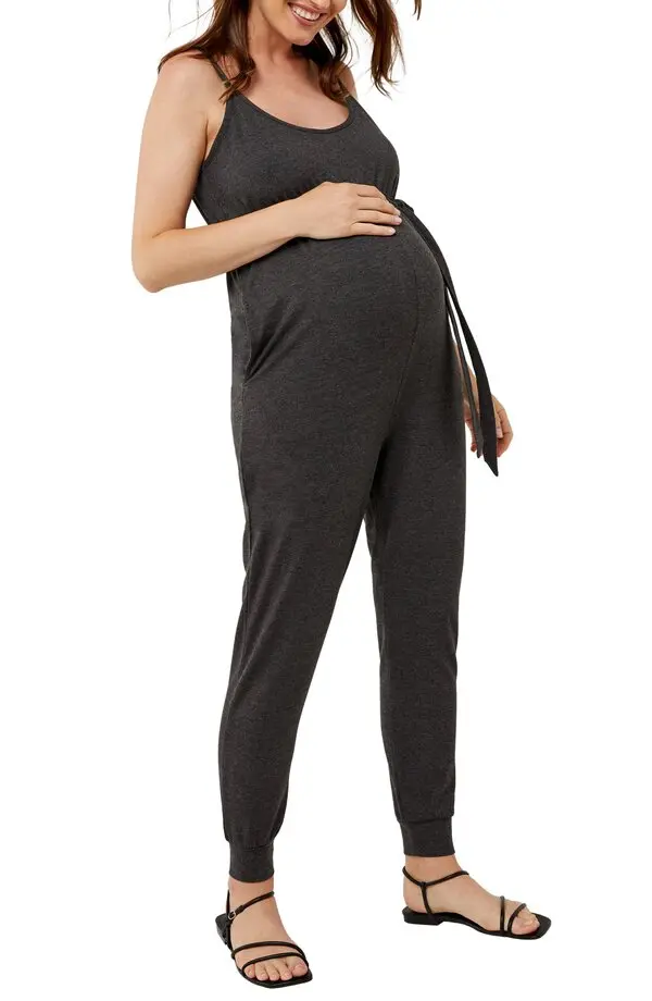 A Pea In The Pod Sleeveless Tie Waist Maternity Jumpsuit