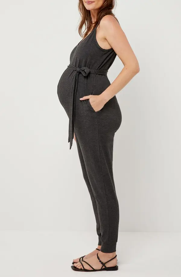 A Pea In The Pod Sleeveless Tie Waist Maternity Jumpsuit