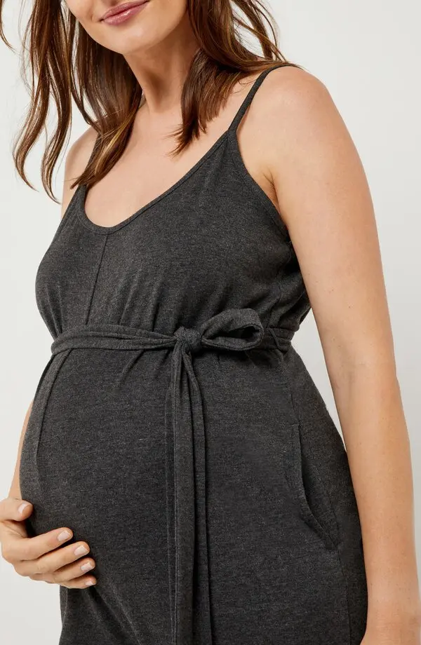 A Pea In The Pod Sleeveless Tie Waist Maternity Jumpsuit