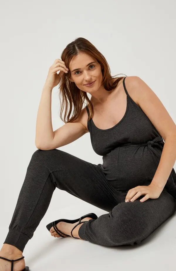A Pea In The Pod Sleeveless Tie Waist Maternity Jumpsuit