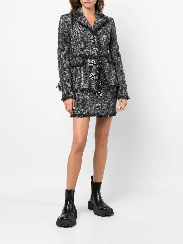 Philipp Plein Belted-waist Tweed Blazer