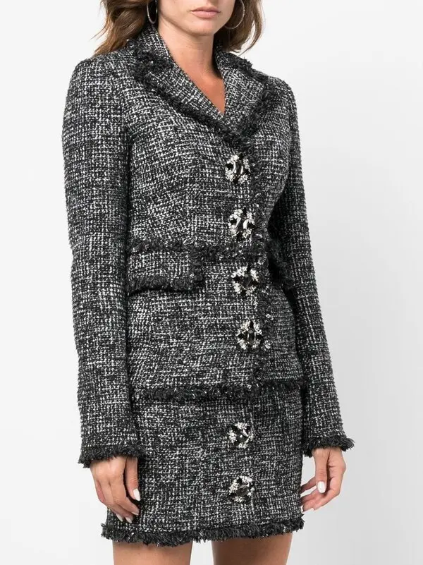 Philipp Plein Belted-waist Tweed Blazer