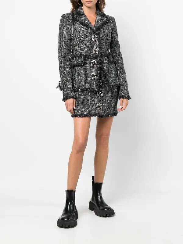 Philipp Plein Button-front Tweed Skirt