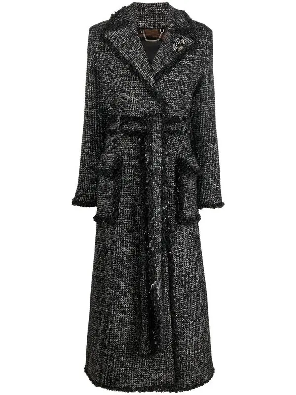 Philipp Plein Belted-waist Bouclé Coat