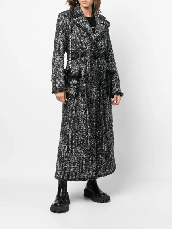 Philipp Plein Belted-waist Bouclé Coat