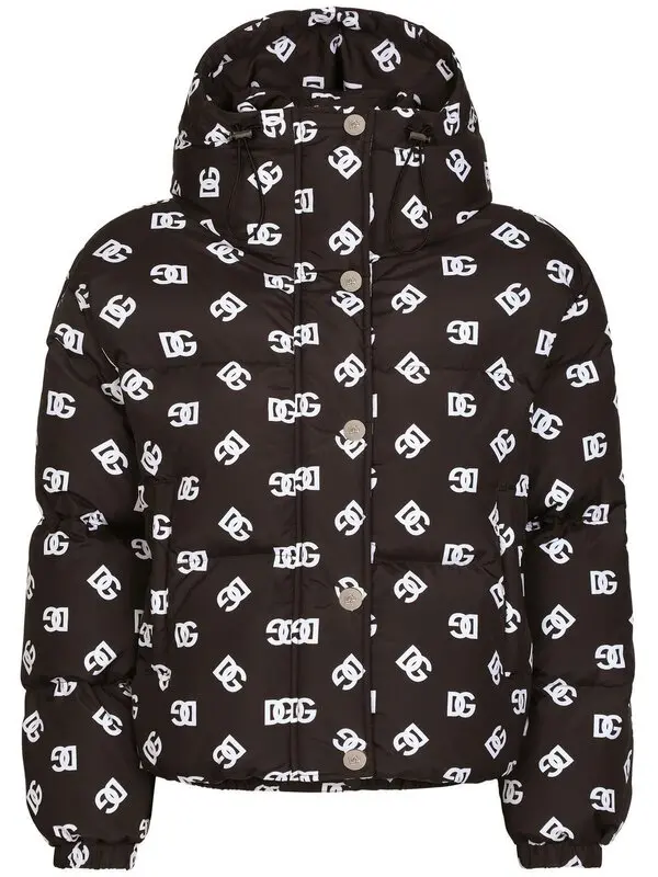 Dolce & Gabbana Dg-logo Hooded Puffer Jacket - Black
