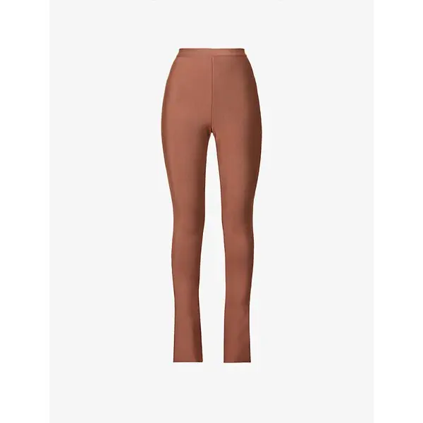 House Of Cb Gloriette Split-hem Flared-leg High-rise Stretch-woven Trousers