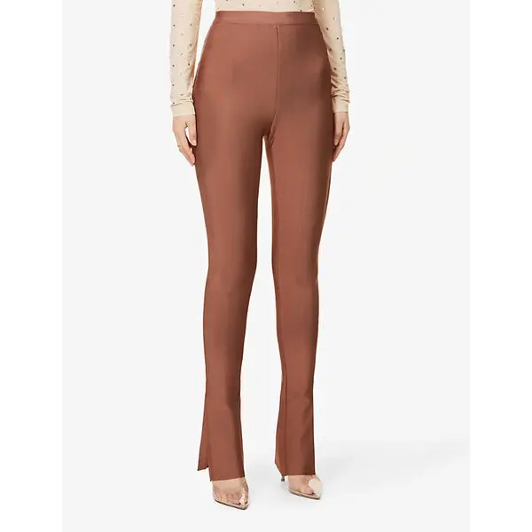 House Of Cb Gloriette Split-hem Flared-leg High-rise Stretch-woven Trousers