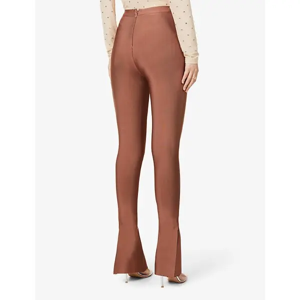 House Of Cb Gloriette Split-hem Flared-leg High-rise Stretch-woven Trousers
