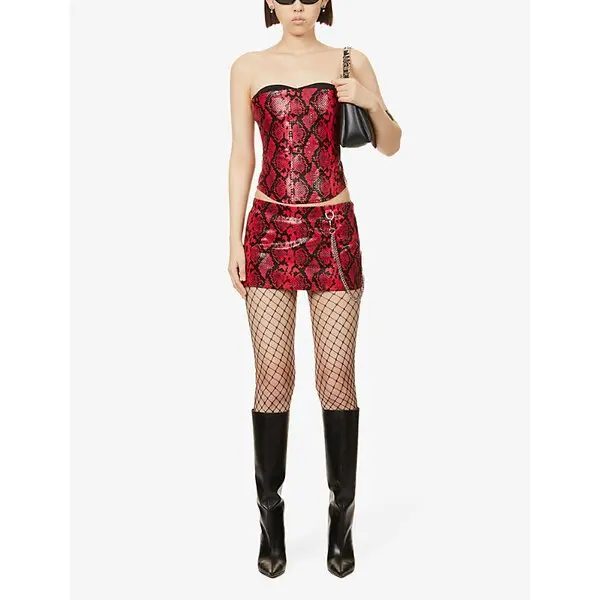 Miaou Chuck Python-print Faux-leather Corset
