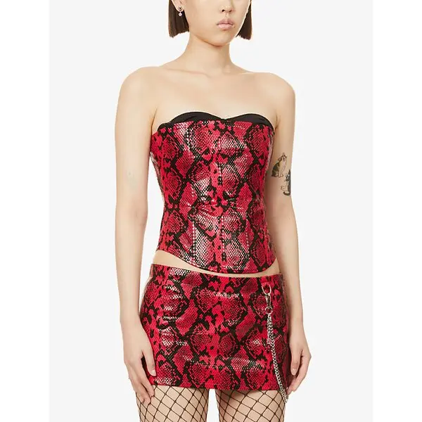 Miaou Chuck Python-print Faux-leather Corset