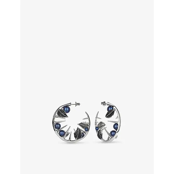 SHAUN LEANE Rose Thorn Hoop And Pearl Earrings - Silver