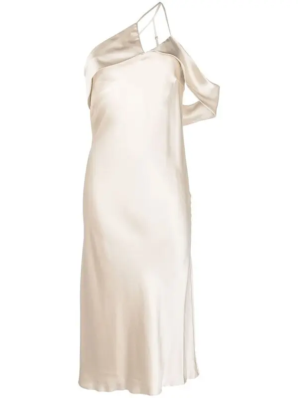 Michelle Mason Bias-cut Silk Midi Dress - Neutrals