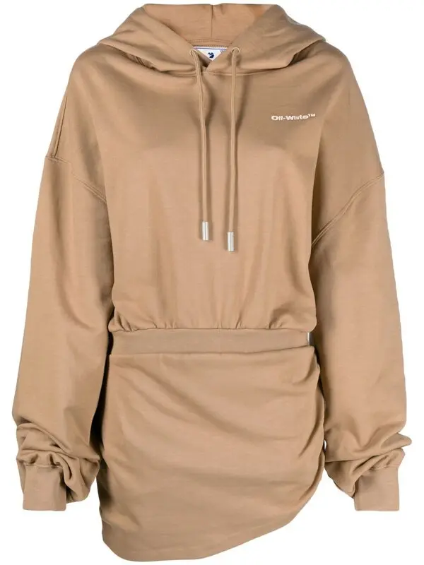 Off-White For All Hooded Sweatshirt Dress - Brown