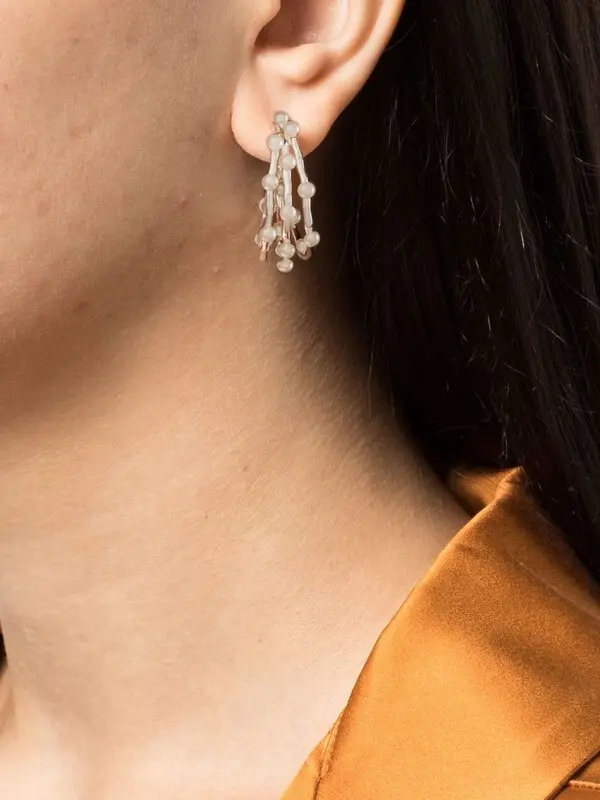 DOWER & HALL Medium Pearl Hoop Earrings - Silver