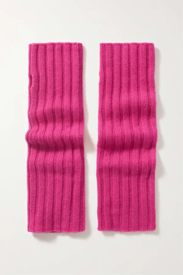 Arch4 Ribbed Cashmere Fingerless Gloves - Fuchsia