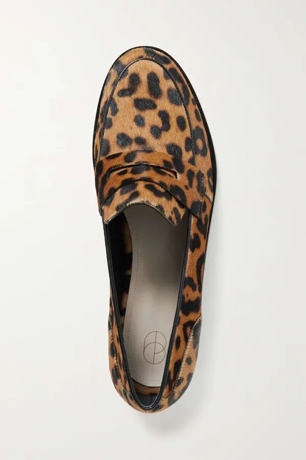 PORTE & PAIRE Leopard-print Calf Hair Loafers