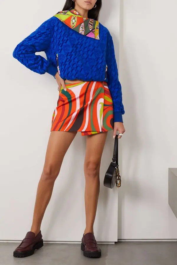Emilio Pucci Silk-twill Collar Cotton-terry Sweatshirt