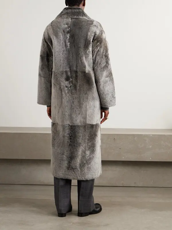 YVES SALOMON Double-breasted Shearling Coat - Green