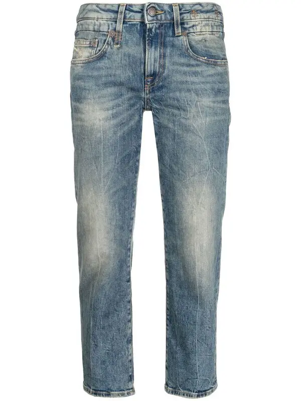 R13 Faded Cropped Jeans - Blue