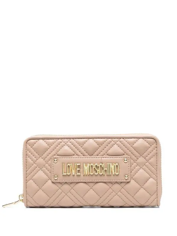Moschino Logo-patch Quilted Purse - Neutrals