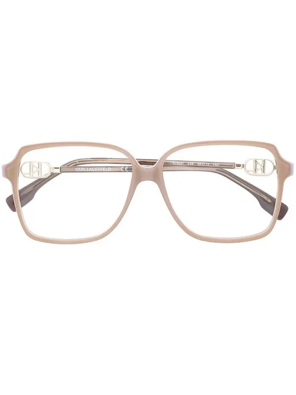 Karl Lagerfeld Logo Plaque Square Frame Glasses - Neutrals