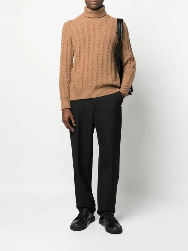 ZANONE Cable-knit Roll Neck Jumper - Brown