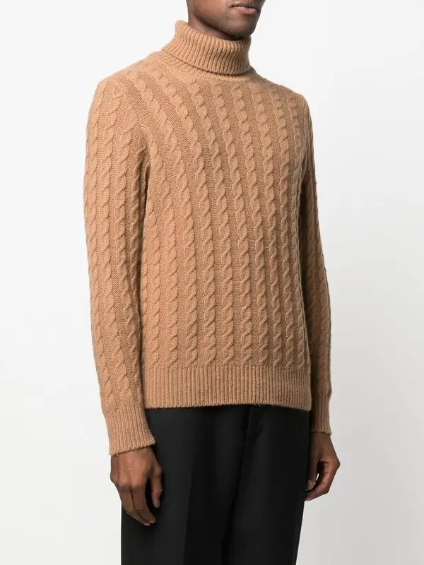 ZANONE Cable-knit Roll Neck Jumper - Brown