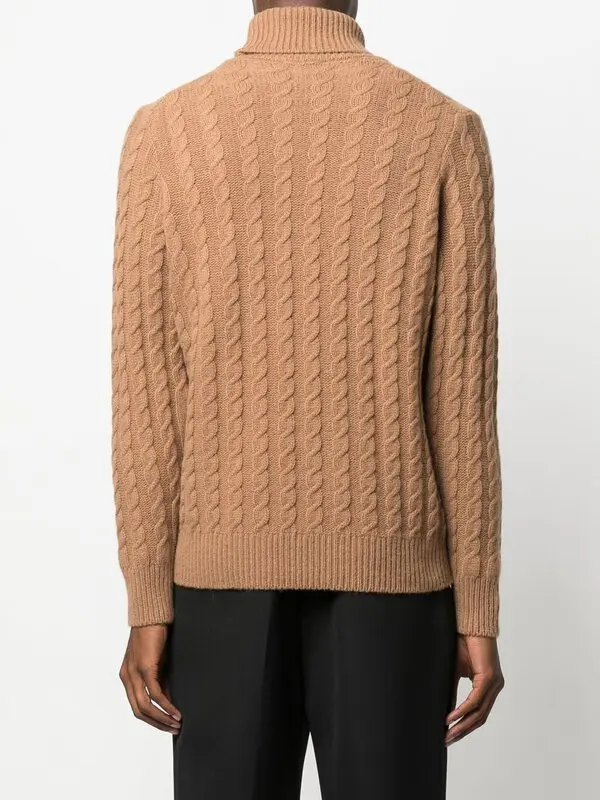 ZANONE Cable-knit Roll Neck Jumper - Brown