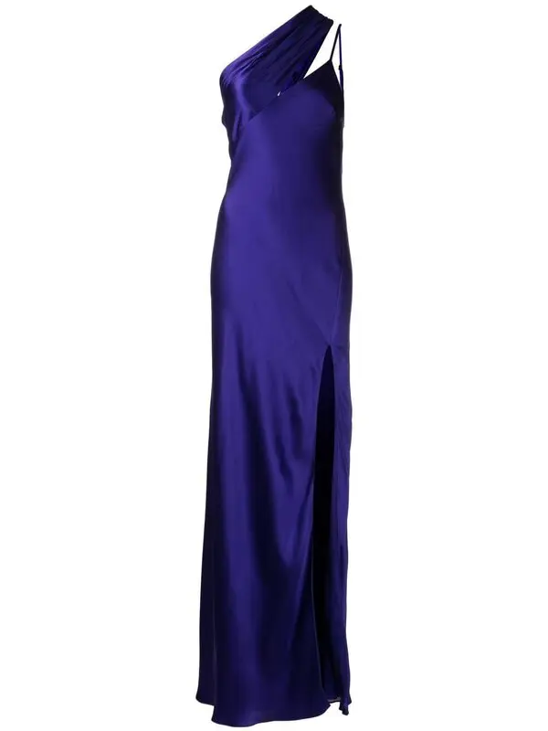 Michelle Mason Side-slit One-shoulder Gown