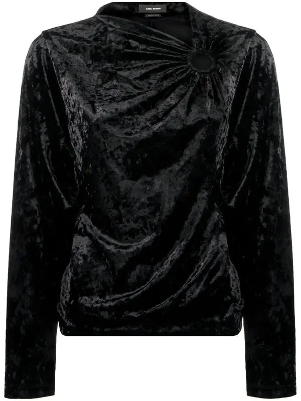 Isabel Marant Étoile Crushed-velvet Long-sleeve Top