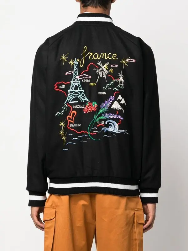 Kenzo France Japan Reversible Bomber Jacket - Black